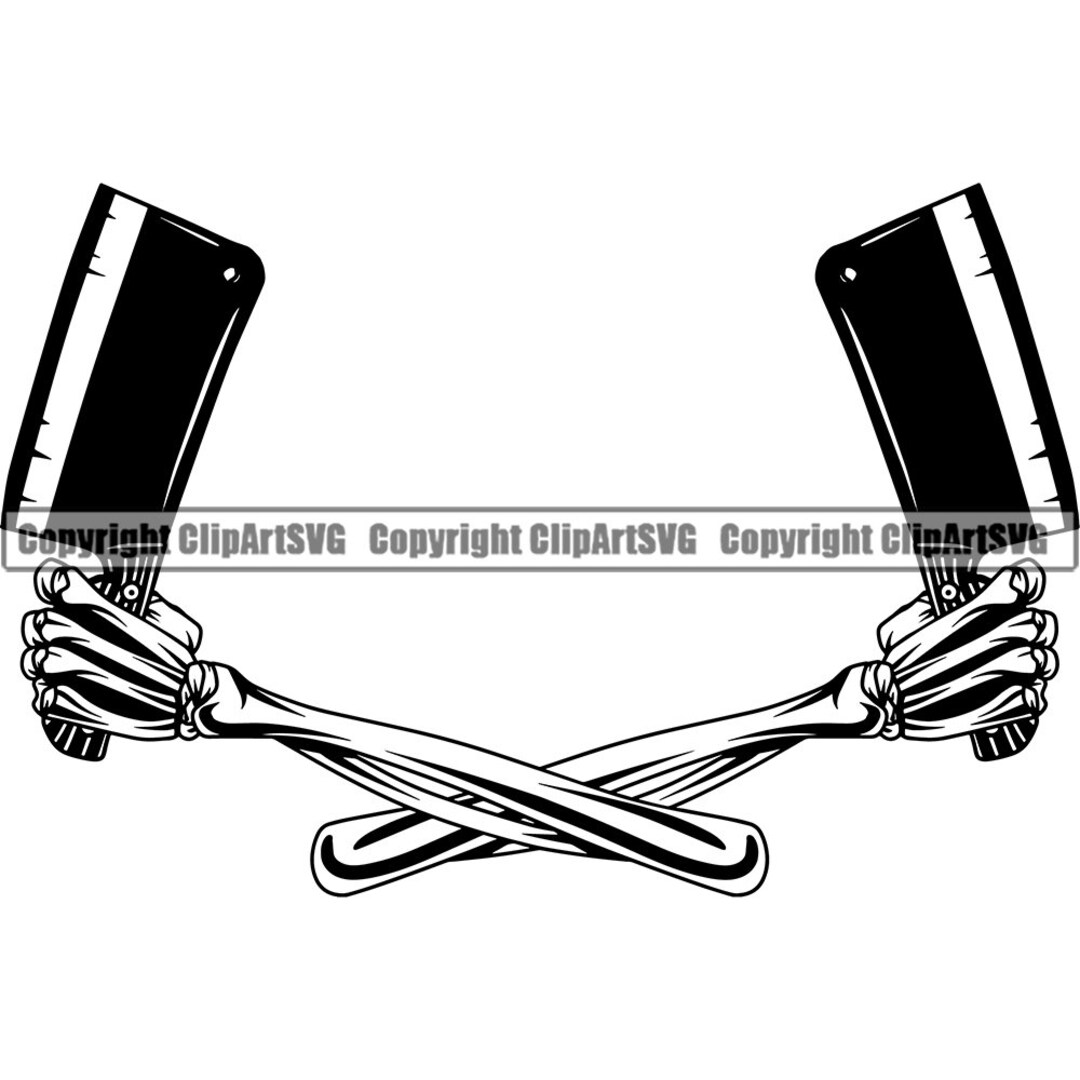 Skeleton Arm Hand Holding Meat Clever Butcher Knife Chef Cook Cooking ...