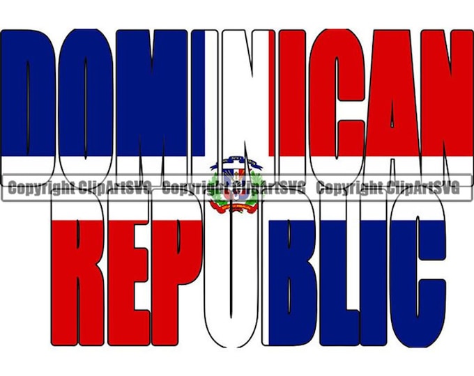 Dominican Republic Text Flag Caribbean Island Country World - Etsy