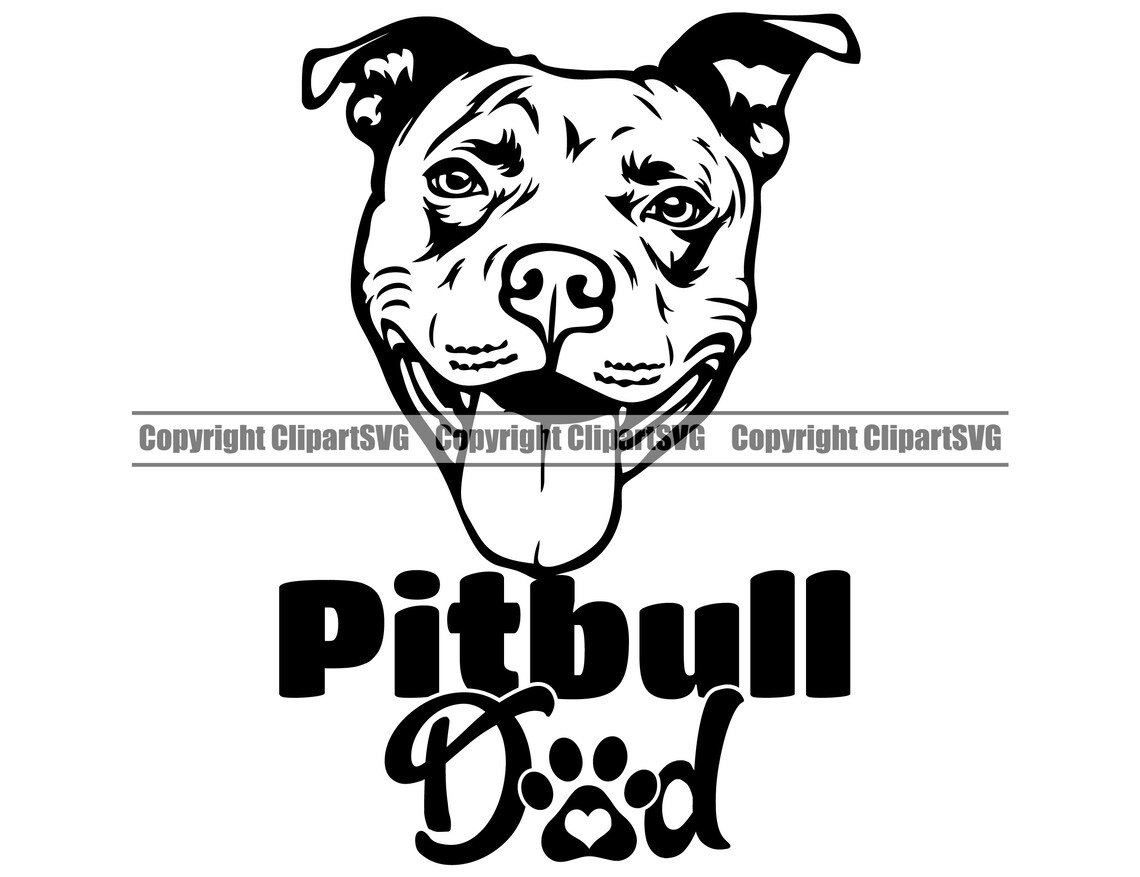 American Pit Bull Terrier Dad Dog Breed Smiling Happy Paw - Etsy