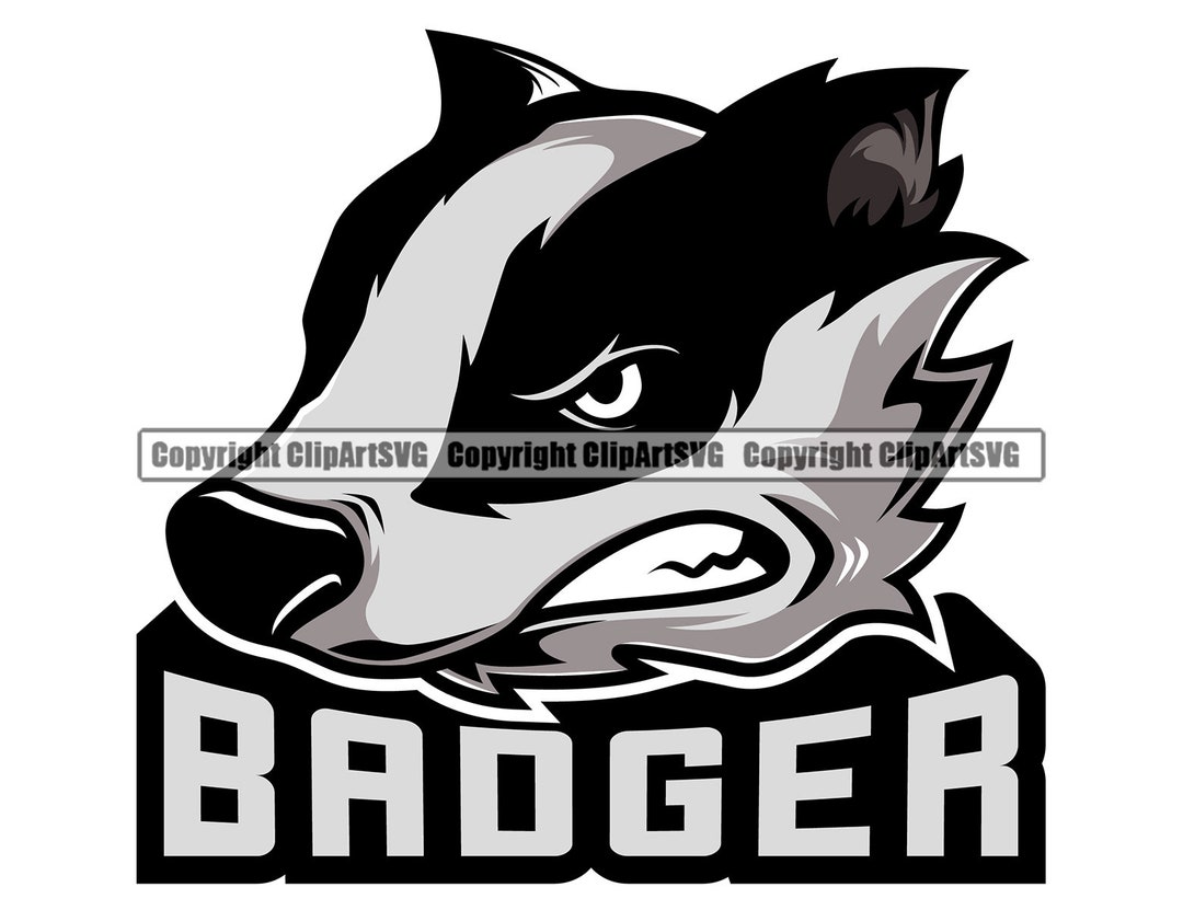 Badger School Team Mascot Head Face Sport Esport Game Emblem Sign Club ...
