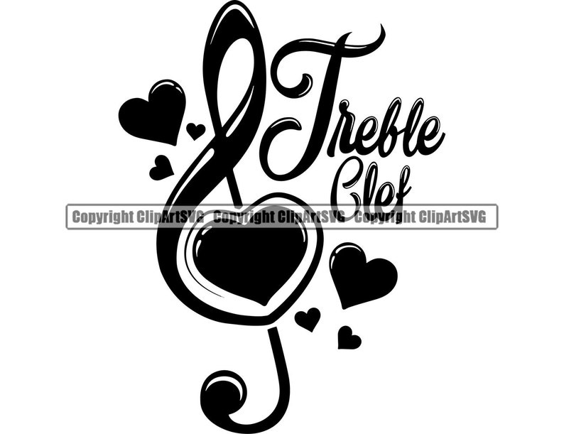 Music Note Heart Love Symbol Treble Clef Sheet Musical Classical Design ...