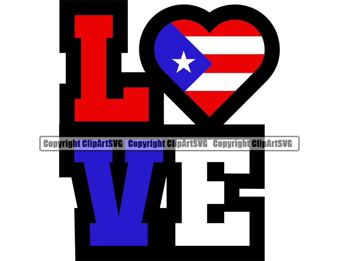 Puerto Rico Rican Heart Love Flag Country World Nation Map Sign Symbol ...