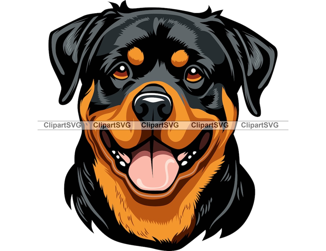 Rottweiler Smiling Dog Cute Rotty Puppy Head Canine Pet Purebred Breed ...