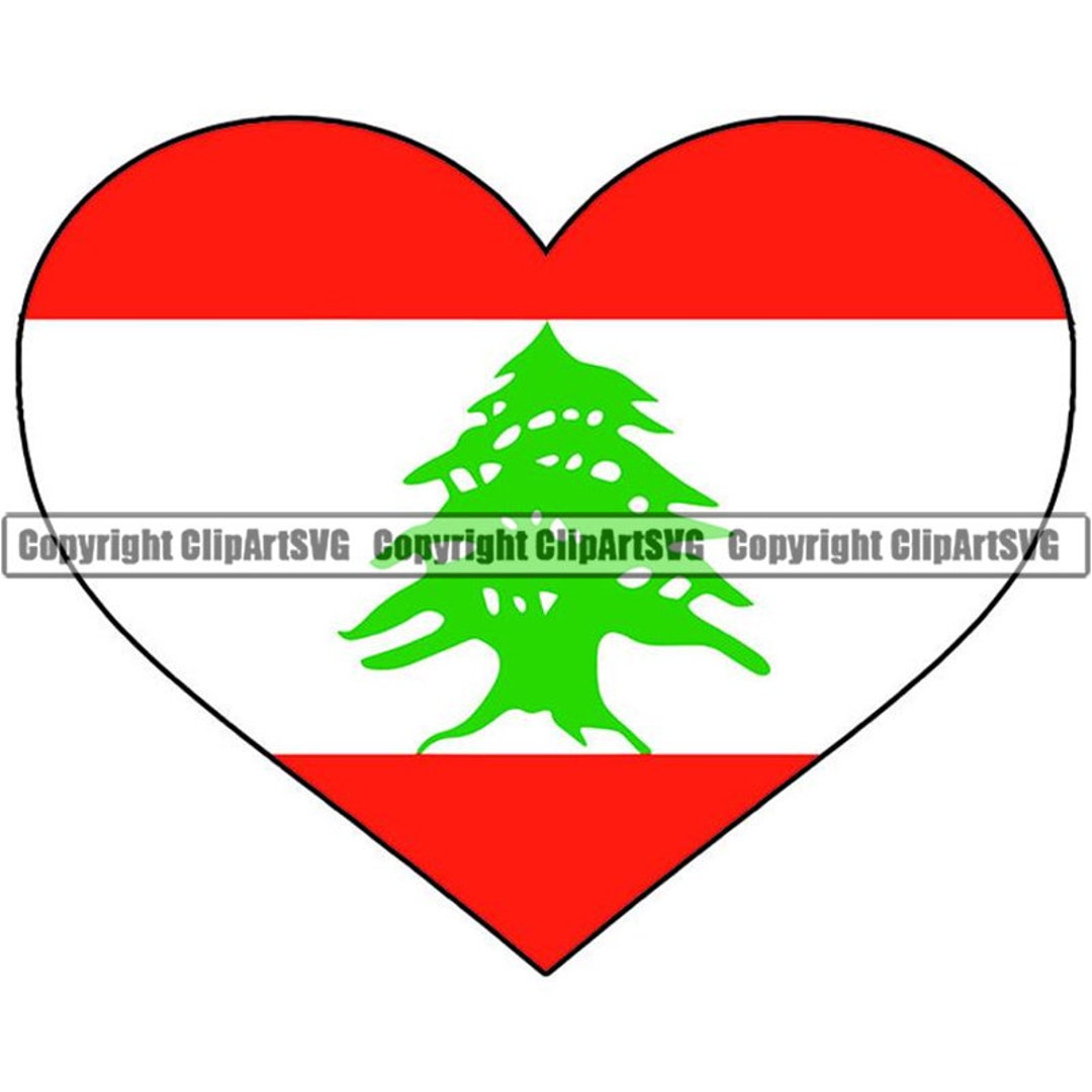 Lebanon Heart Shaped Flag Lebanese Arab Arabic Asia Country World ...