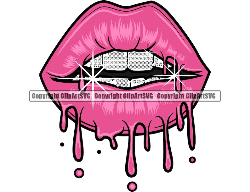 Sexy Lips Diamond Teeth Dripping Drip Gangster Rap Hip Hop Mouth Grill ...
