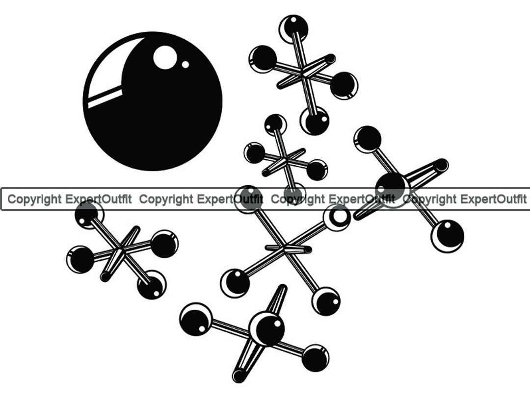 Ball and Jacks Game Challenge Fun Kids Child Children Retro Vintage ...