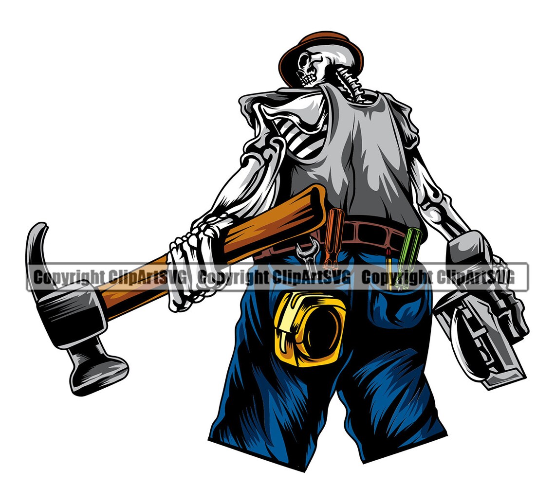 Carpenter Skull Skeleton Home House Repair Service - Etsy