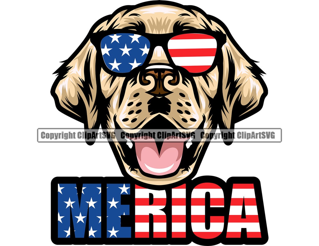 Labrador Retriever Dog USA Flag Sunglasses Merica America American ...