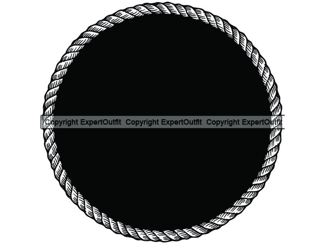 Rope Frame Circle Shield Cowboy Western Rodeo Country Badge Label ...