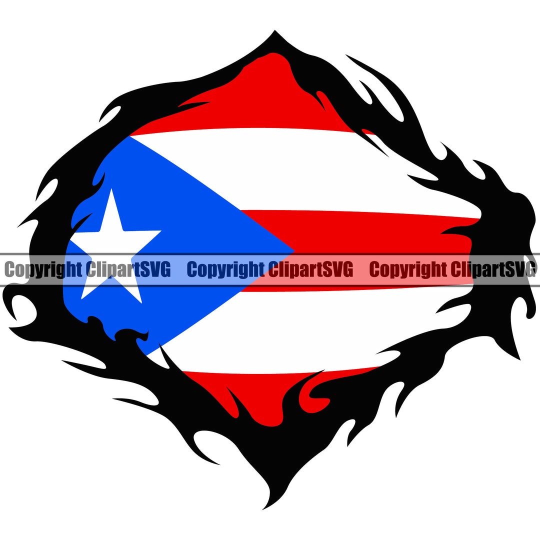 Puerto Rico Rican Ripped Cracked Torn Hole Wall Flag Country Sign ...