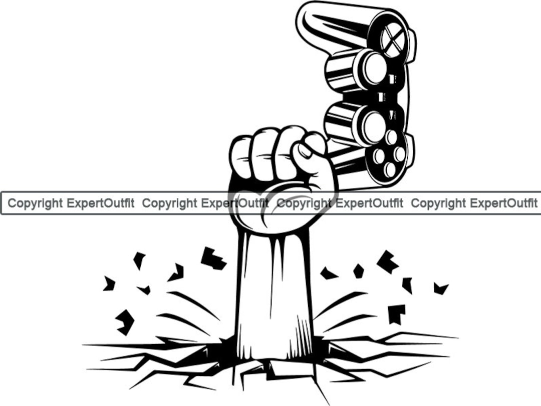 Hand Holding Video Game Controller Breaking Break Floor Wall Play ...