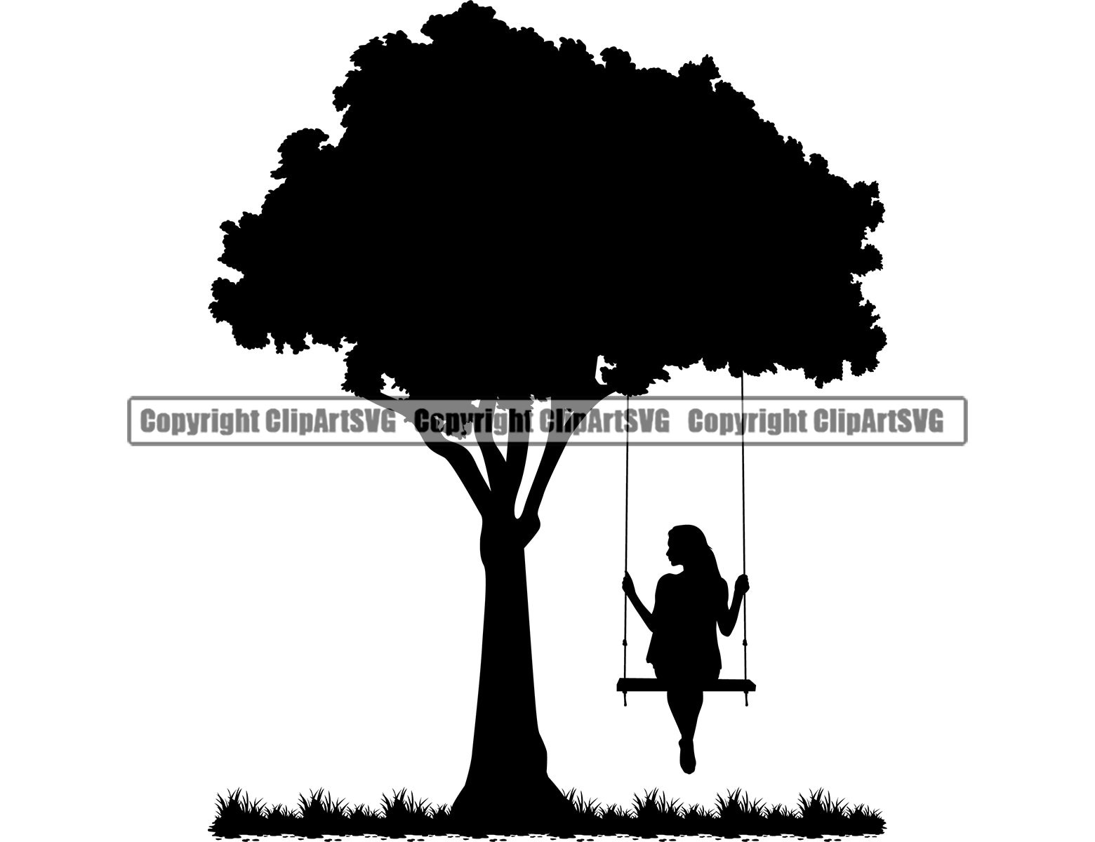 Tree Swing Clipart Black And White
