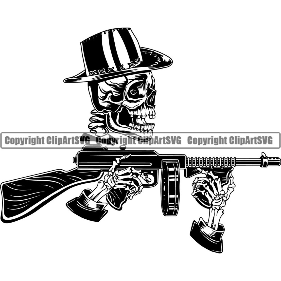 Skull Skeleton Arm Hand Hold Holding Tommy Machine Gun Grab - Etsy