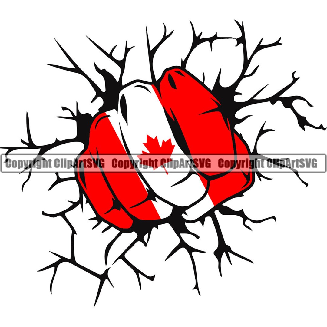 Canada Canadian Fist Punch Break Wall Flag Country World Nation Map ...
