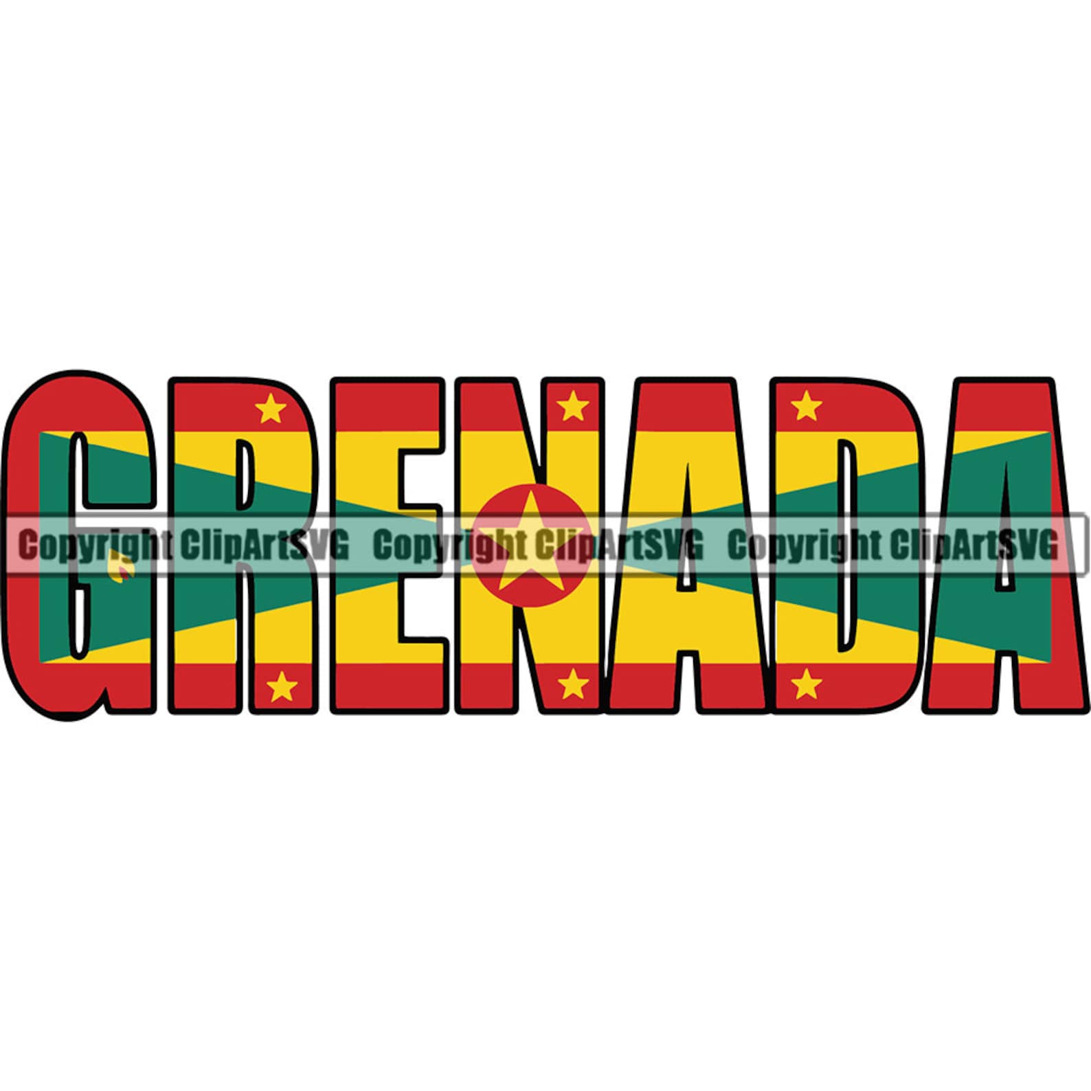 Grenada Grenadan Text Word Letter Typography Flag Country - Etsy France