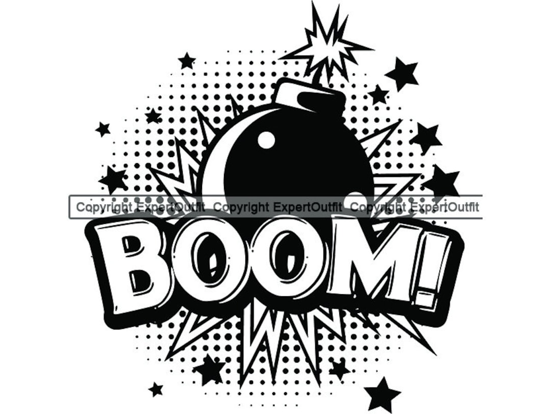 Comic Book Callout Boom Bomb Stars Blast Smoke Explode Explosion Cloud ...