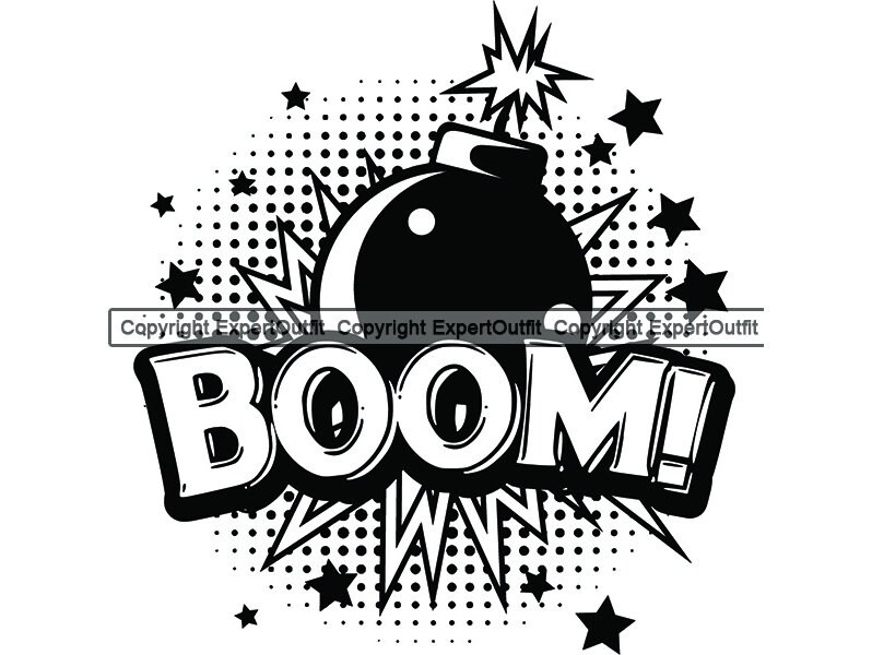 Comic Book Callout Boom Bomb Stars Blast Smoke Explode Explosion Cloud ...