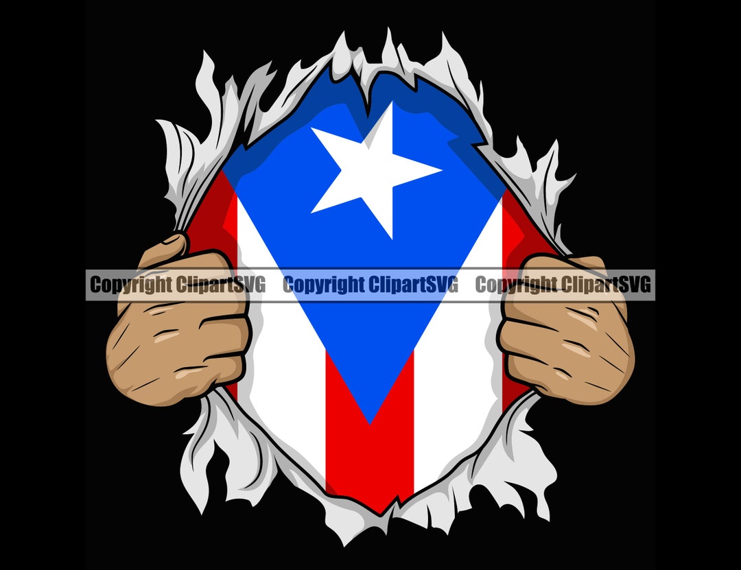 Puerto Rico Rican Hands Rip Ripping Open Distressed USA Flag Country ...