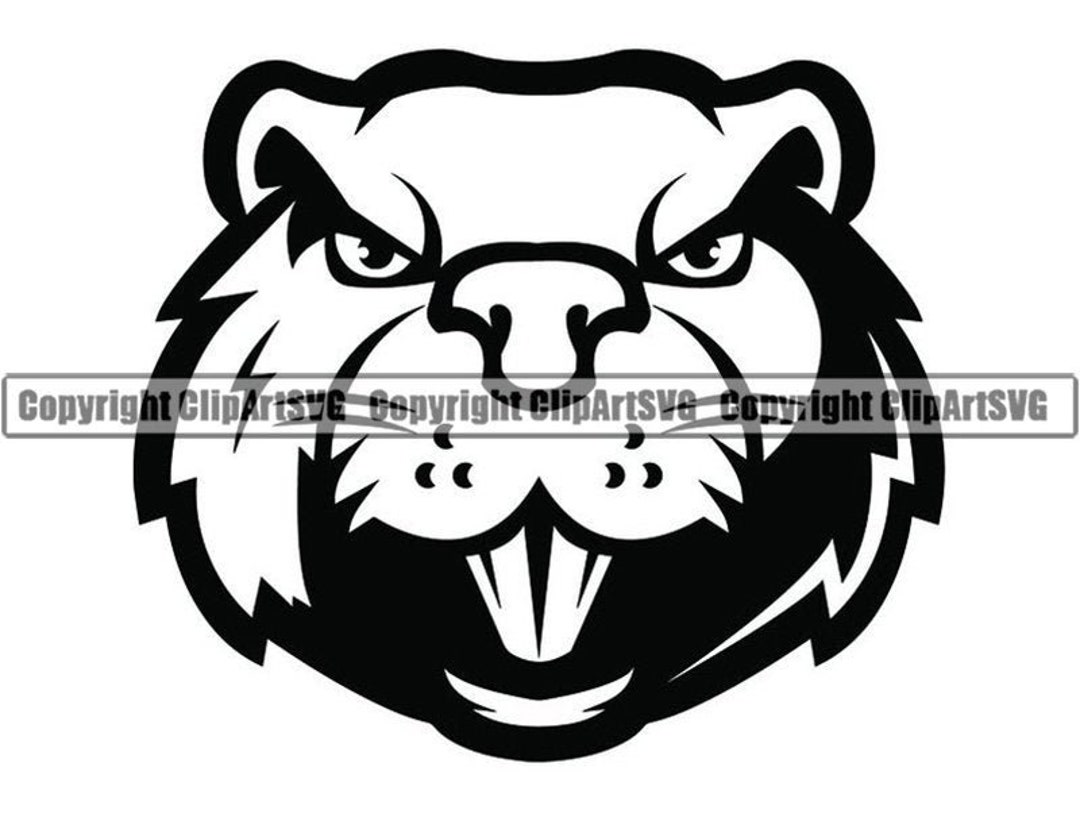 Beaver #1b Head Face Animal Angry Cartoon College High School Team ...