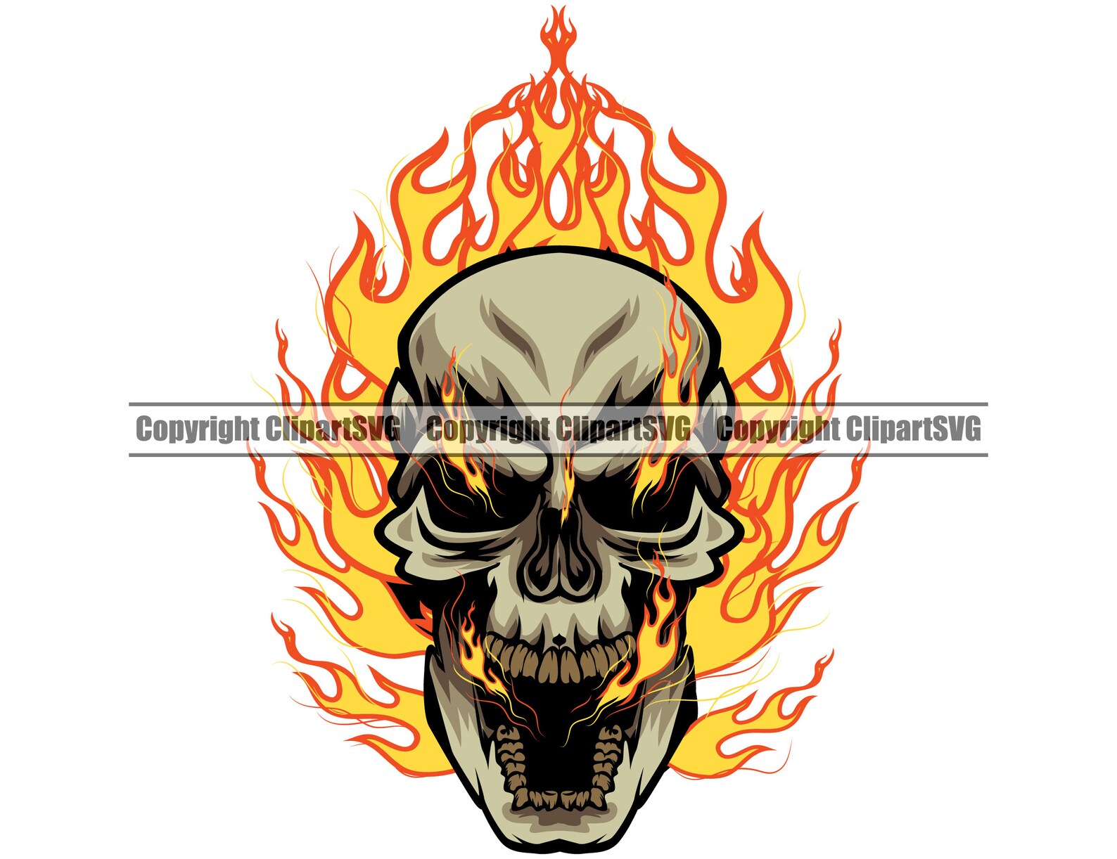 Skull Skeleton Head Face Fire Hot Flames Evil Kill Killer - Etsy