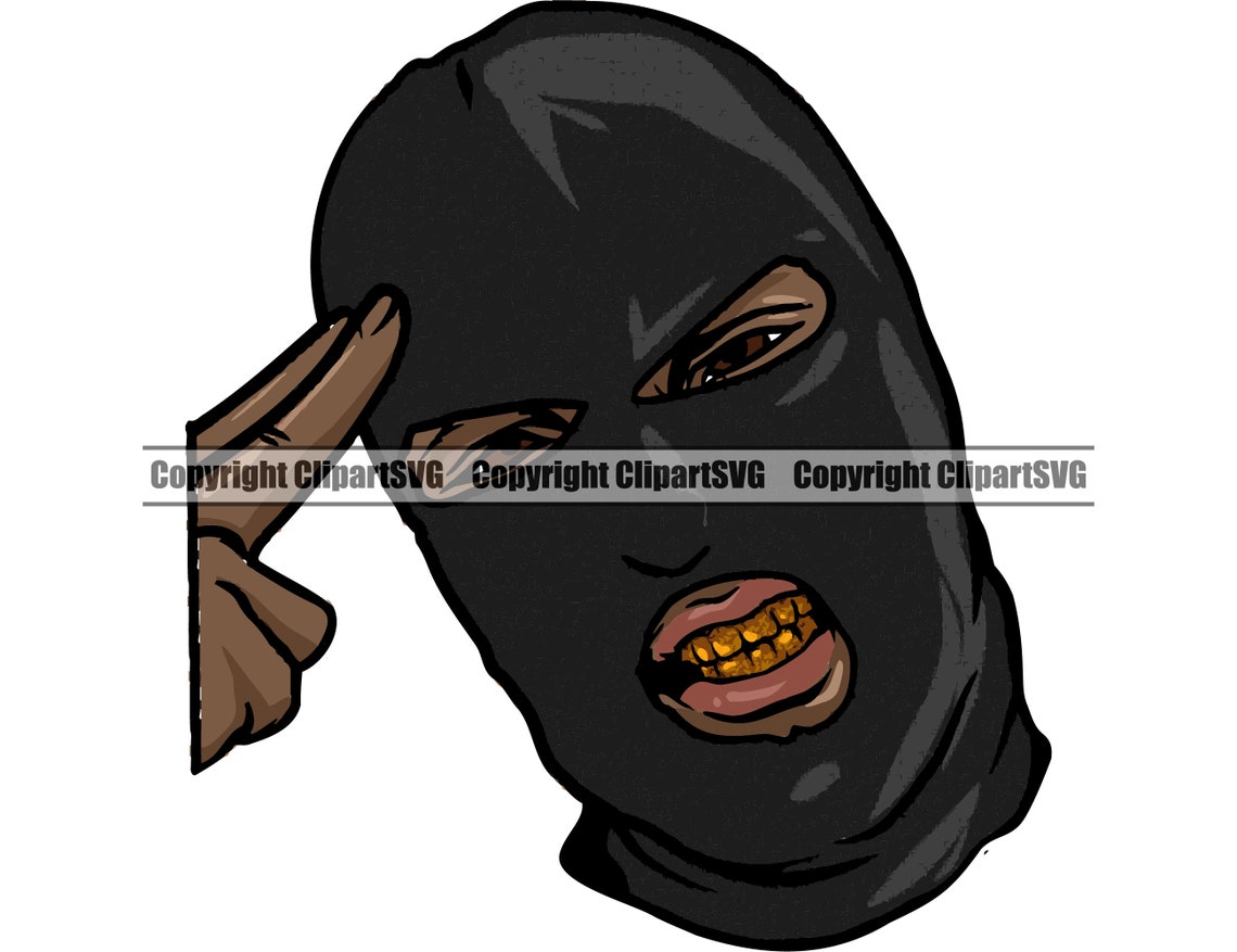 Gangster Ski Mask Gold Teeth Grill Hat Thug Head Face Cap - Etsy