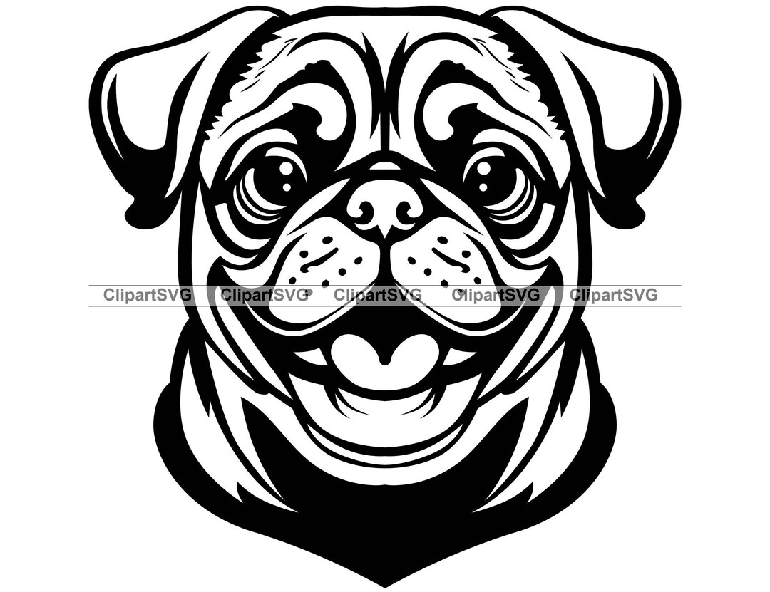 Pug Smiling Dog Cute Puppy Happy Face Canine Pet Love Breed Pedigree ...