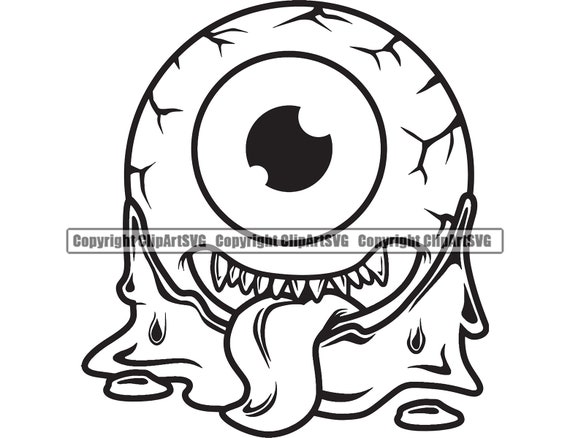 Zombie Eye Eyeball Mouth Tongue Undead Creepy Dead Tattoo Bone | Etsy