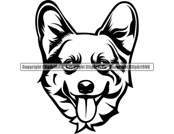 Pembroke Welsh Corgi Dog Breed Head Happy Face Paw Puppy Pup - Etsy