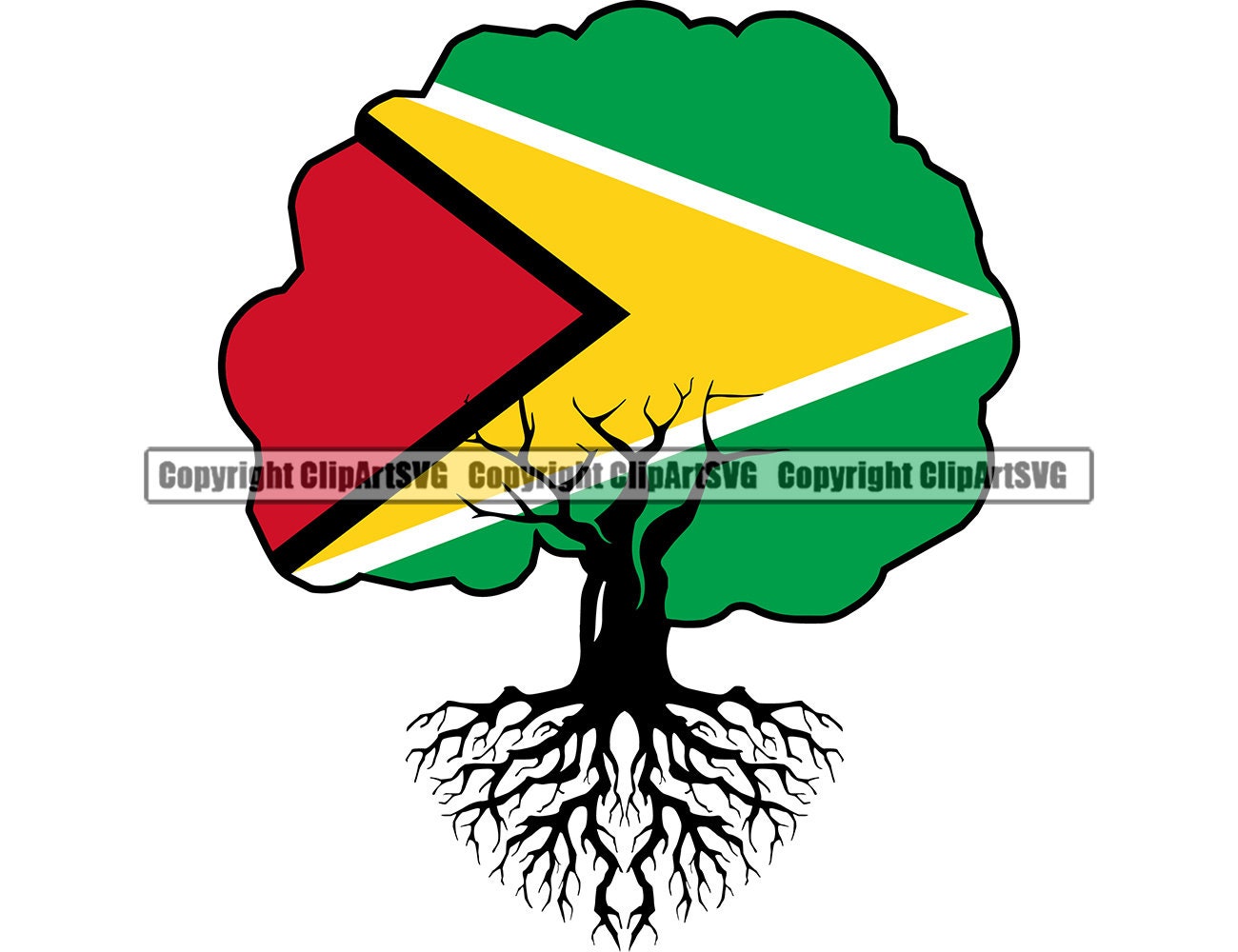 Guyana Guyanese Tree Roots Family Home Flag Country World | Etsy