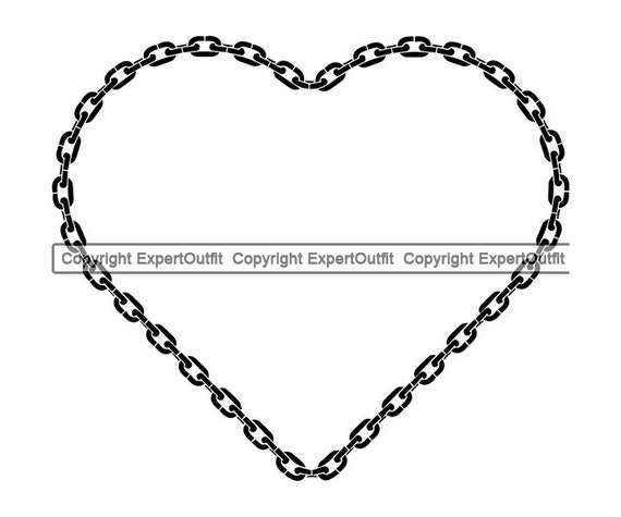 Chain Link Heart Love Frame Endless Metal Rope Steel Towing | Etsy