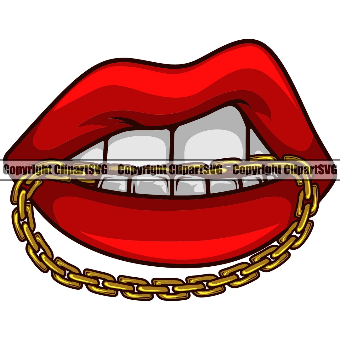 Sexy Lips Mouth Bite Chain Thug Gangster Mean Mug Mask Woman Female ...