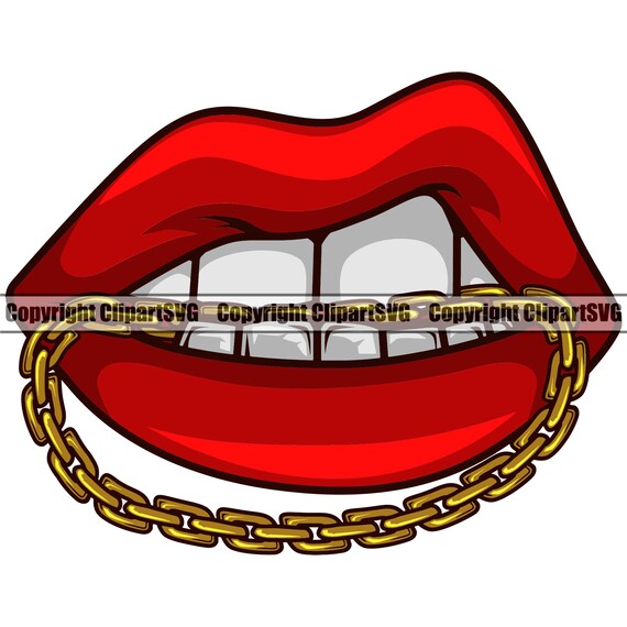 Sexy Lips Mouth Bite Chain Thug Gangster Mean Mug Mask Woman - Etsy