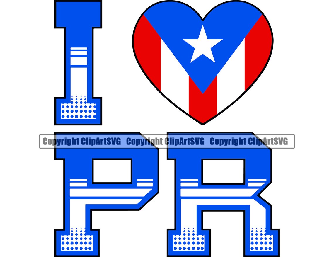 Puerto Rico Rican I Heart Love PR Flag Country World Nation - Etsy