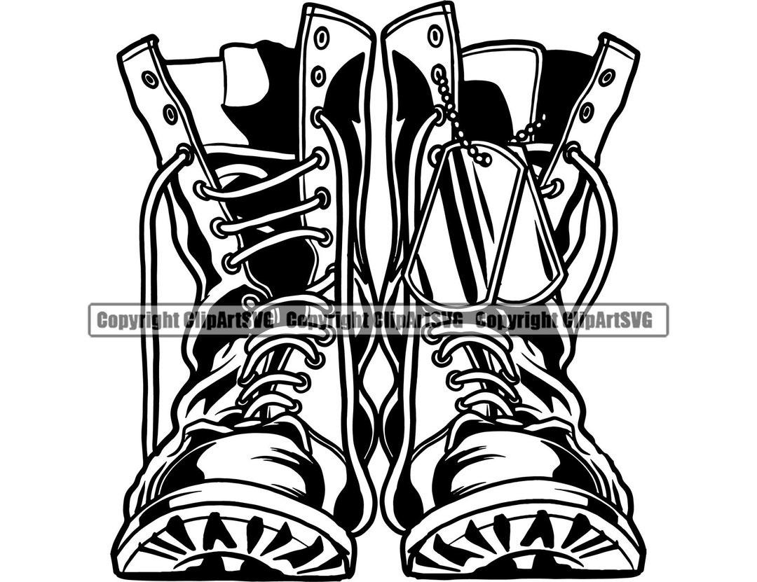 Military Boots Dog Tags Fallen Soldier Vet War Hero US Veteran Gun ...
