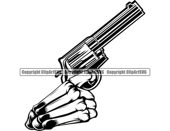 Skull Skeleton Hand Hold Holding Gun Pistol Automatic Grab | Etsy