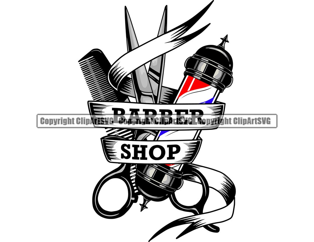 Barber Comb Scissors Barbershop Salon Pole Haircut Hair Cut Hairstyle ...