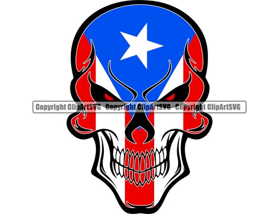 Puerto Rico Rican Skull Mask Shaped Flag San Juan Island - Etsy