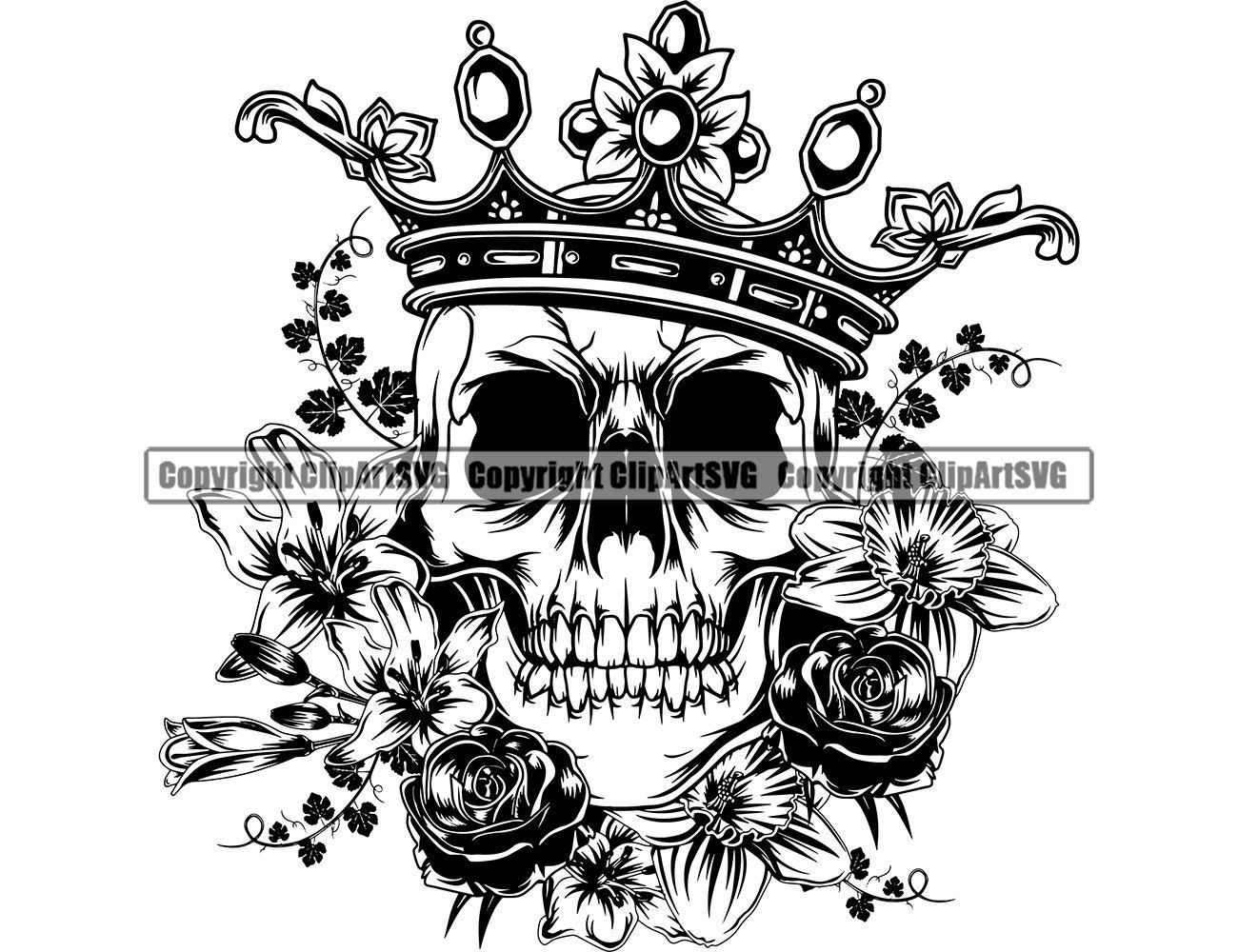 Skull Devil Horn King Crown Roses Dead Head Evil Kill Killer - Etsy Canada