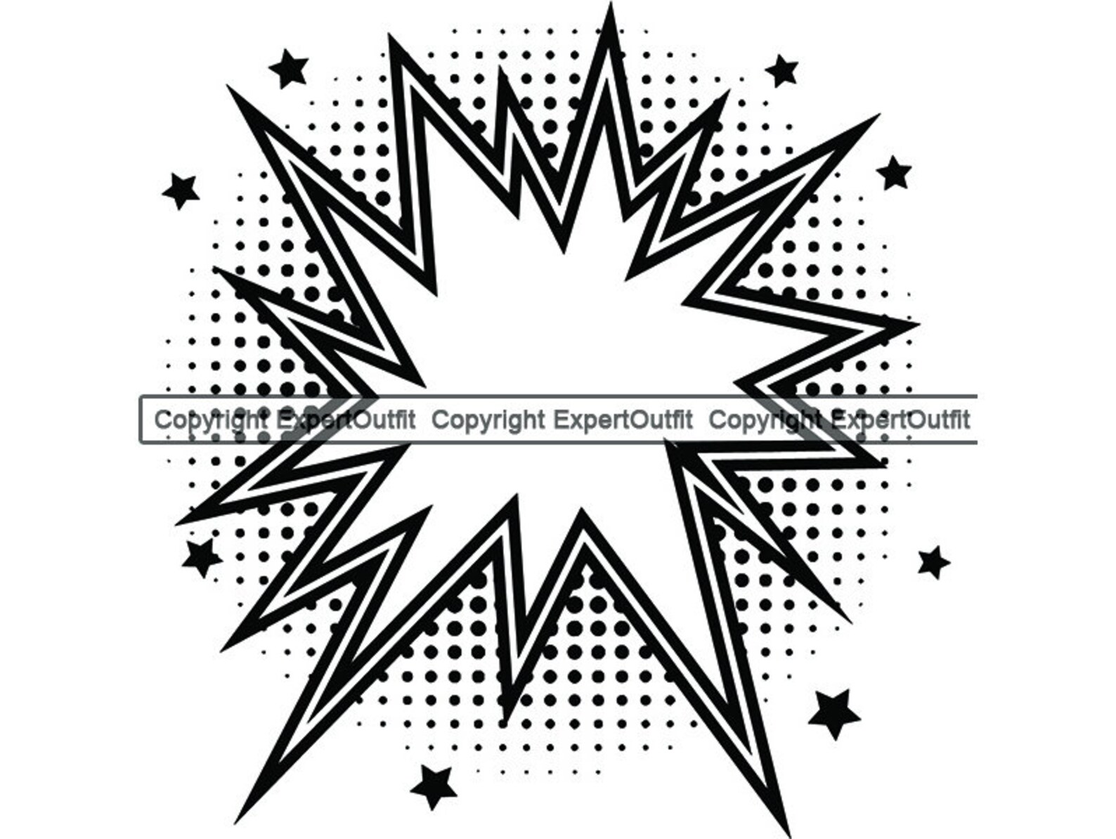 Comic Book Callout Bomb Explosion Stars Blast Smoke Explode Wick Boom ...
