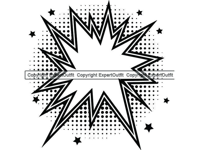 Boom Action Comic Blast Smoke TNT Explosion Detonate Cloud Spikes ...