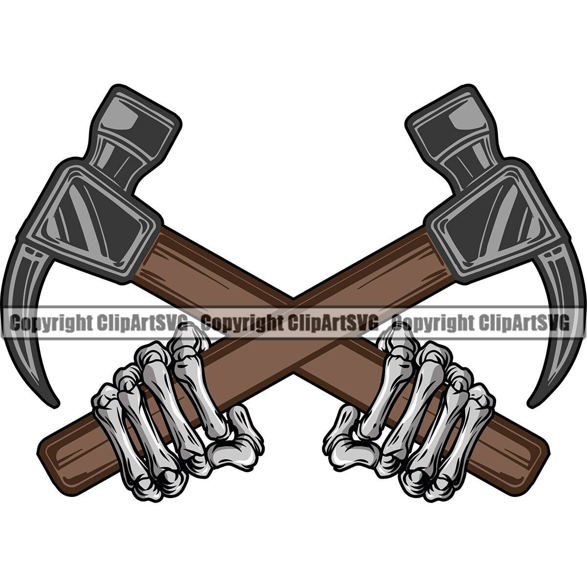 Construction Skull Skeleton Hard Hat Helmet Worker Hammer Tool Toolbox ...