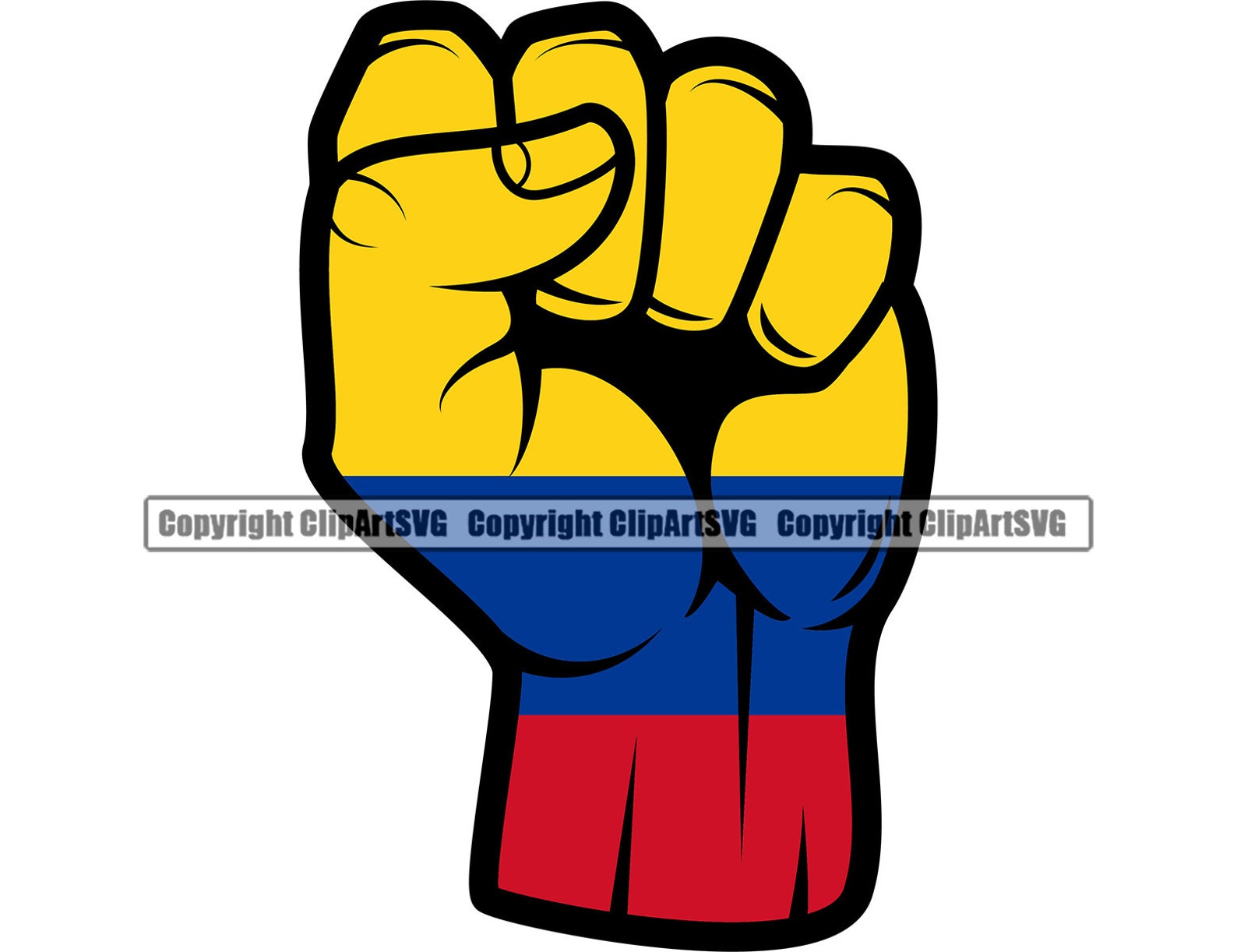 Colombia Colombian Hand Fist Power Unity Flag Country World - Etsy