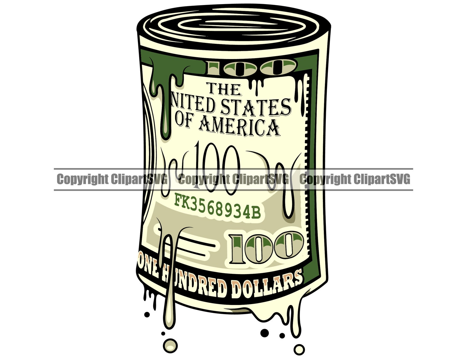 100 Hundred Dollar Bill Roll Knot Drip Dripping Paper Money Stack Cash ...