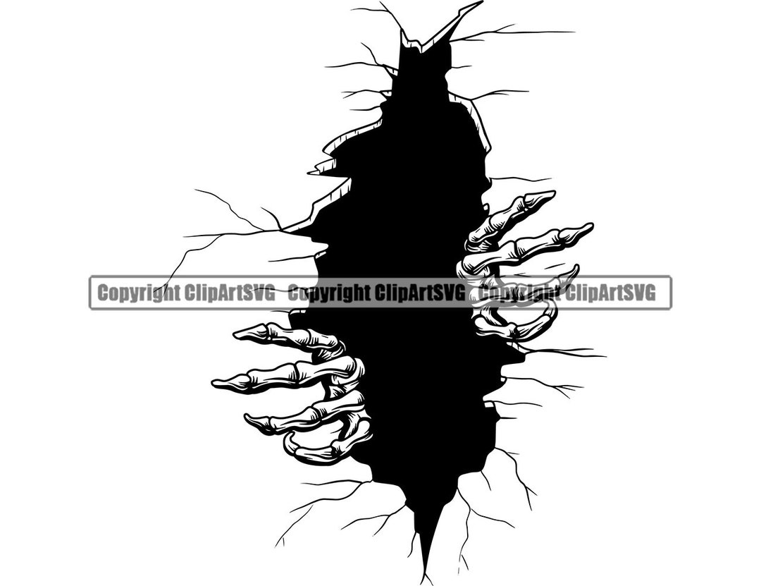 Skull Skeleton Hand Rip Ripping Grab Grabbing Cracked Wall Crack Evil ...