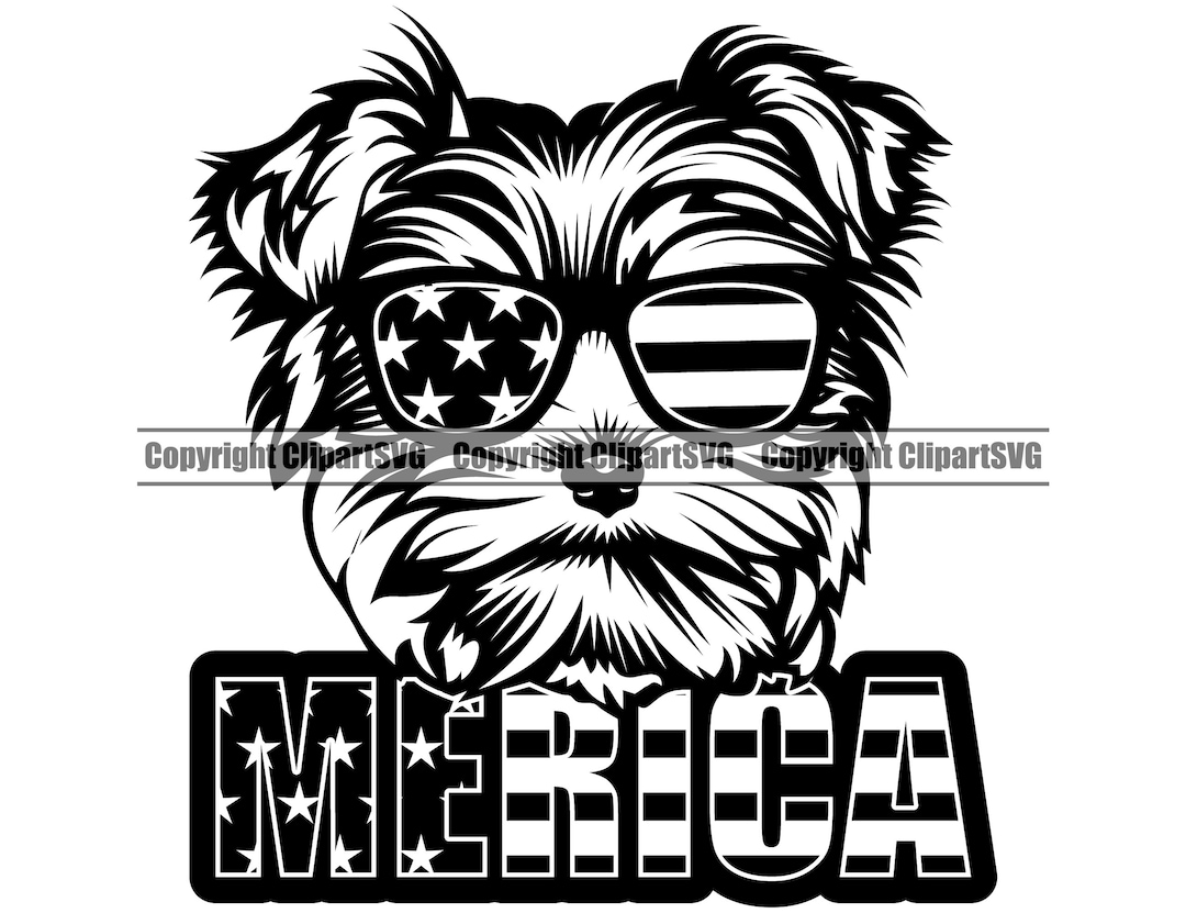 Yorkshire Terrier Dog USA Flag Sunglasses Merica America American Breed ...