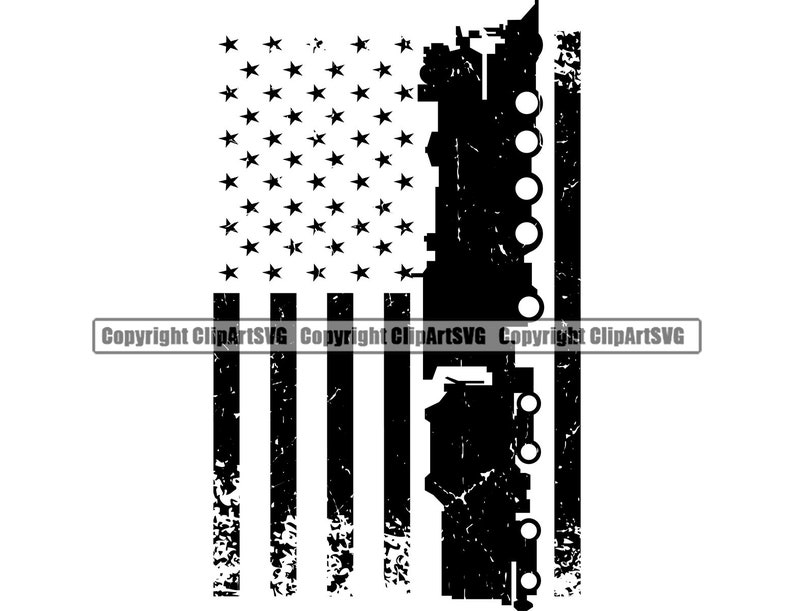 Train USA Flag Locomotive Steam Engine Conductor Tracks Railroad ...