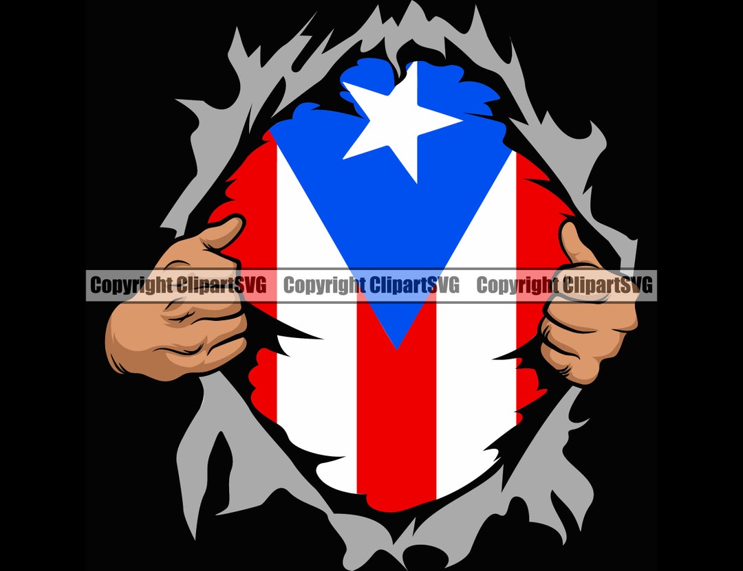 Puerto Rico Rican Hand Rip Ripping Tear Tearing Hole Flag Country Sign ...