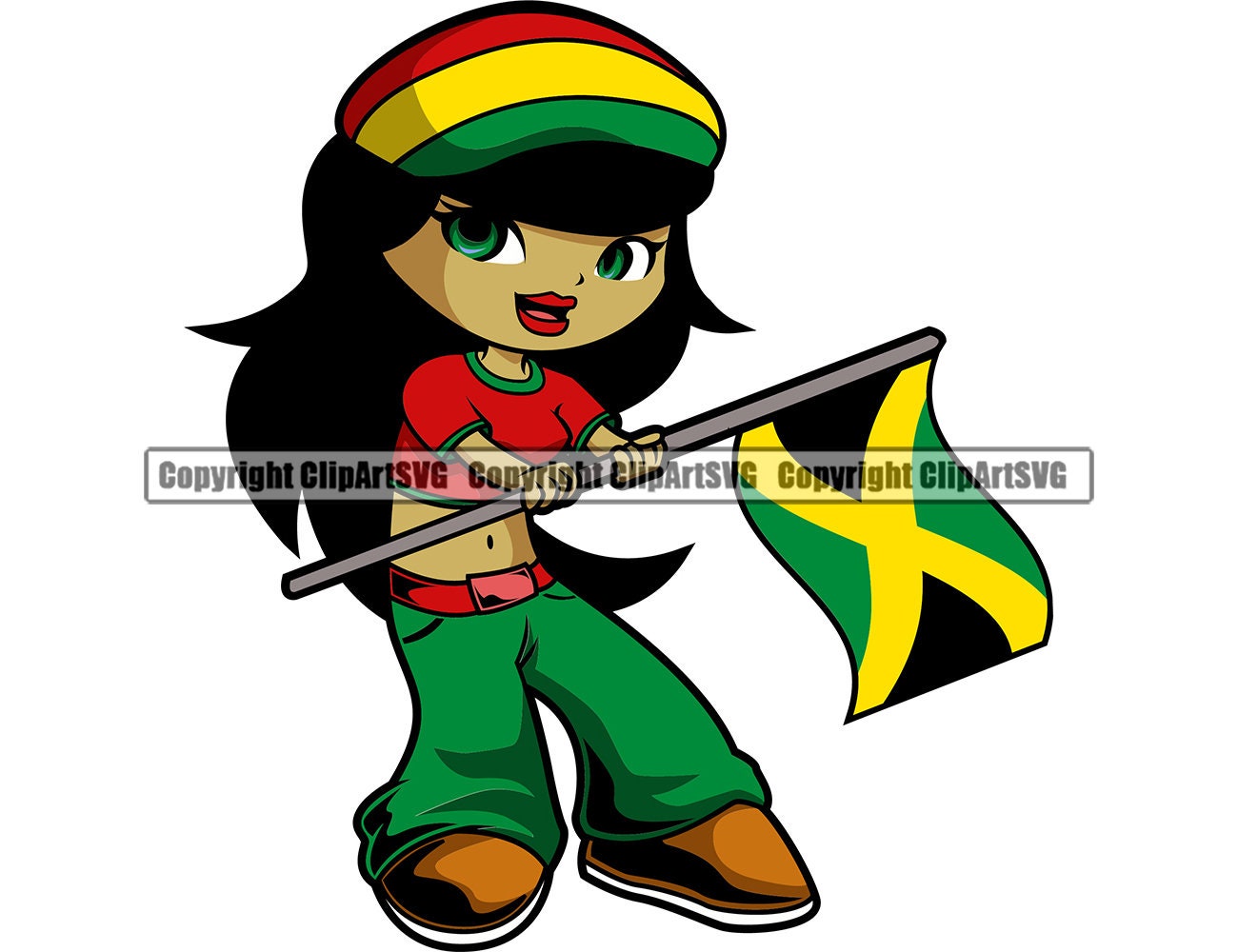 Jamaica Jamaican Cute Little Girl Flag Country World Nation Map Sign ...