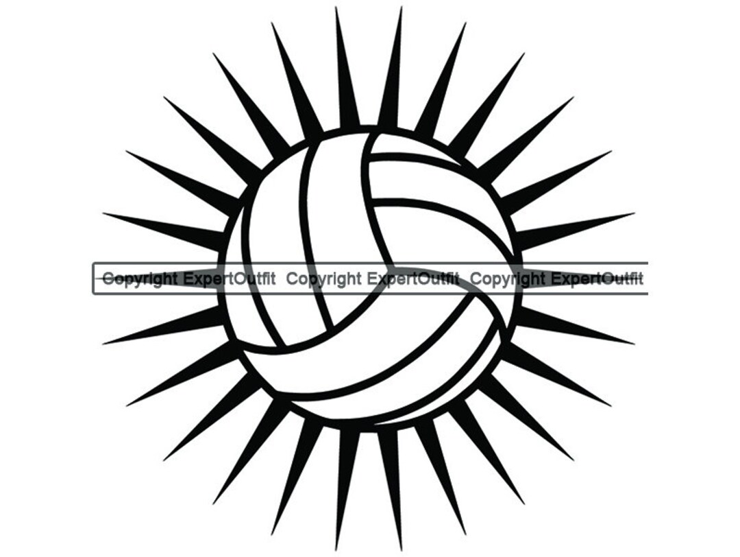 Volleyball Ball Logo Sport Game School Sun Burst Sunburst Competition ...