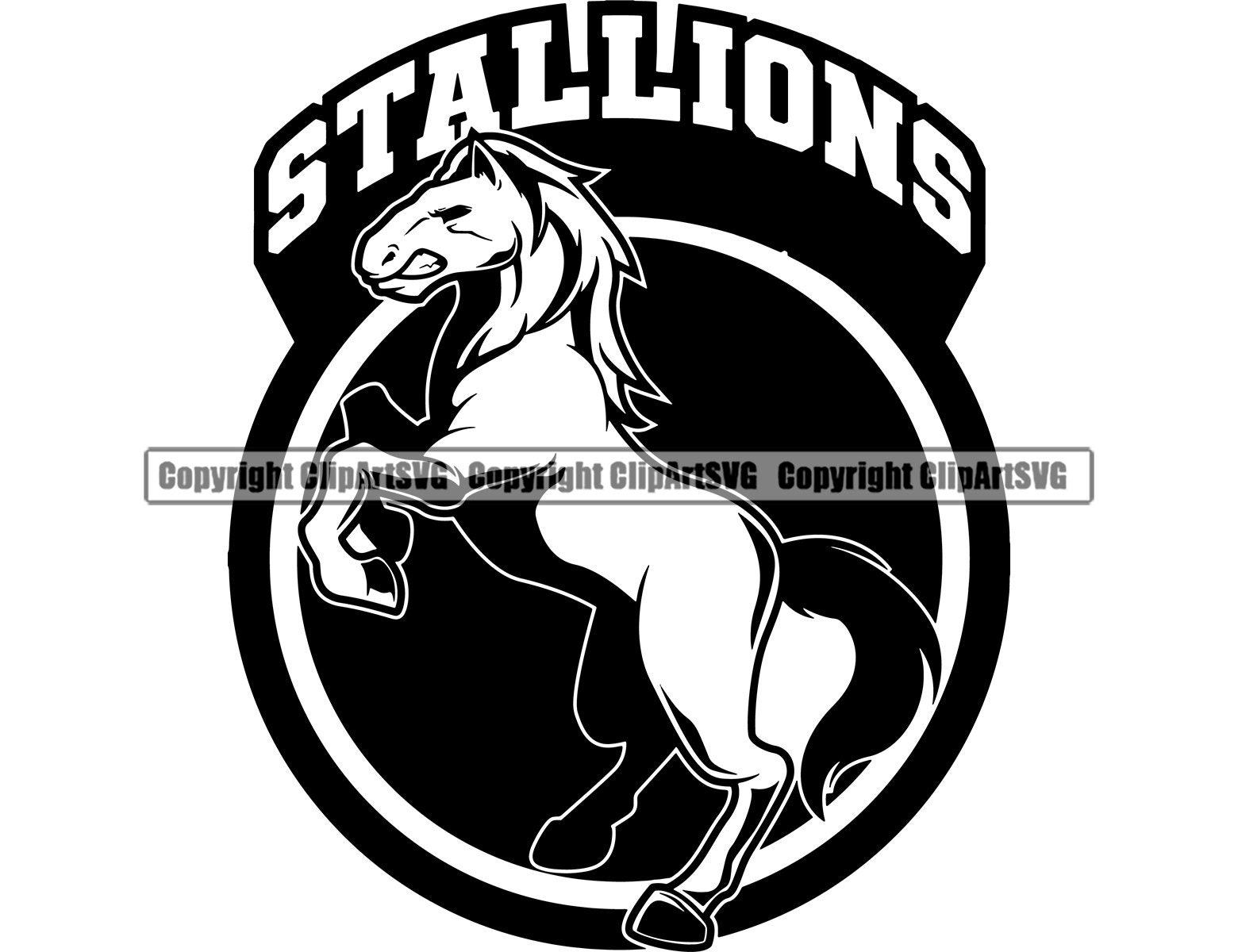 Horse Stallion Bronco Mascot School Team Head Sport Esport Game Emblem ...
